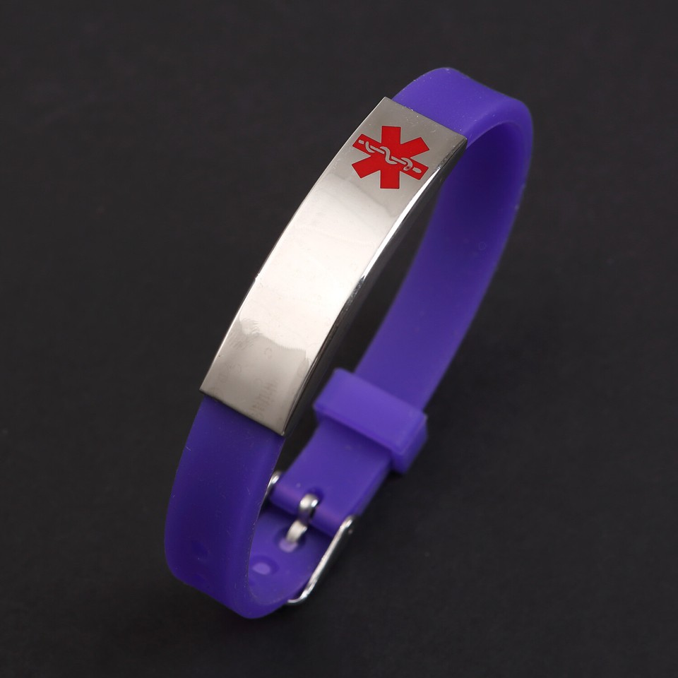Personalized Medical alert ID bracelet Silicon emergency Wristband ...