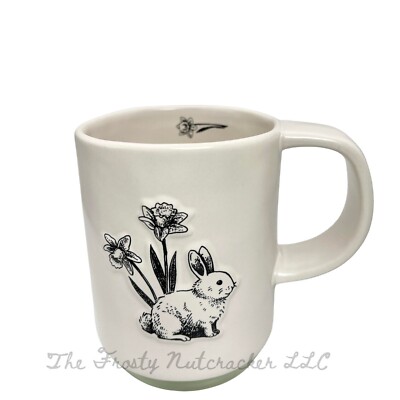 RAE DUNN Magenta Bunny Rabbit -181- Farmhouse Ivory Coffee Mug Cup ...