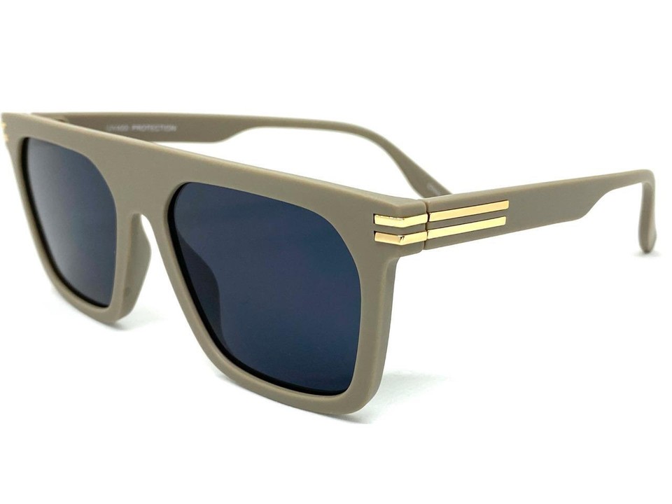 Classy Elegant Vintage Retro Biker Style SUNGLASSES Square Khaki Frame ...
