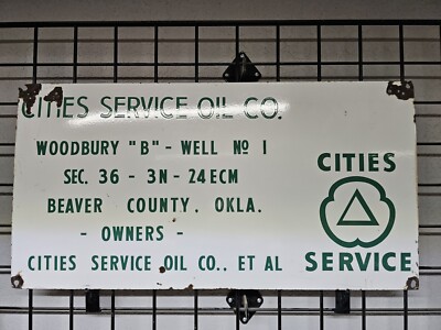 CITIES SERVICE PORCELAIN OIL LEASE SIGN | eBay