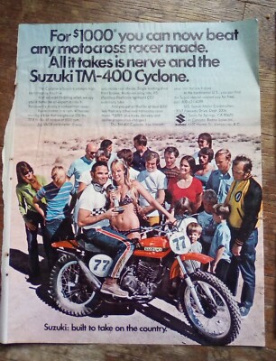 1971 Suzuki TM 400 Cyclone Motocross Motorcycle Print Ad - imperfect | eBay