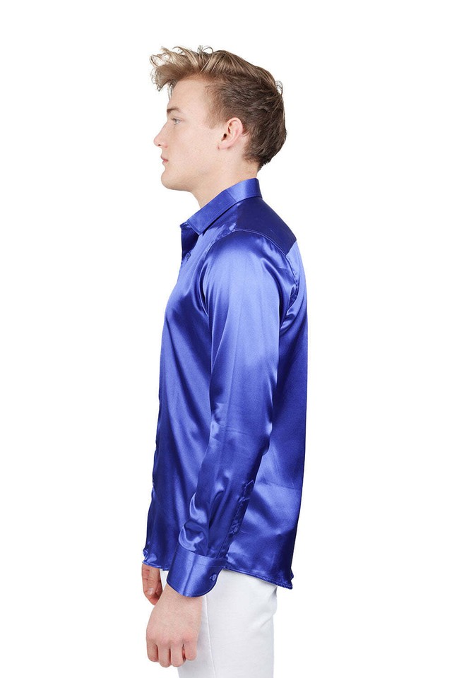 BARABAS Mens Luxury Metallic Long Sleeve Button Down Shiny shirts B312 ...