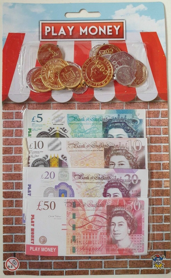 Pretend Play Toy Money Cash Notes Coins Childrens Replica For Role Play ...