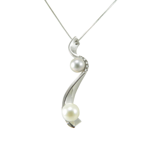 Collier Nimei Avec Pendentif Perles Antique Blanche Grise Or Blanc ...