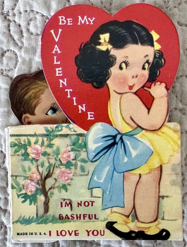 Vintage Valentine Girl Boy I’m Not Bashful I Love You Greeting Card ...