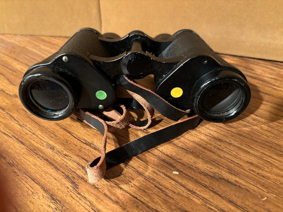 HUET PARIS, No. 60-52638, 8X30 WWII MILITARY BINOCULARS WITH LEATHER ...