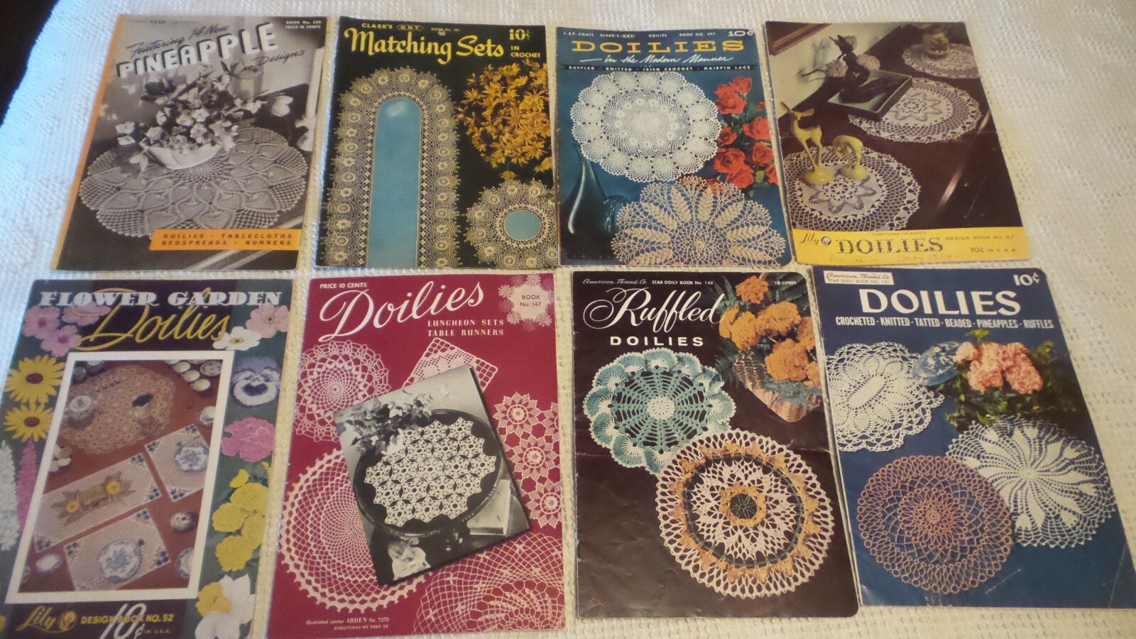 Lot of 8 Vintage Antique CROCHET PATTERN BOOKS DOILIES Flower Garden ...