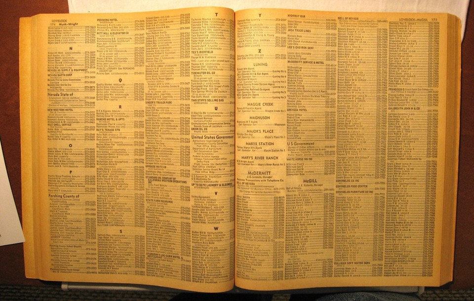 1967-68 Telephone Phone Directory Book - Northern Nevada - Complete ...