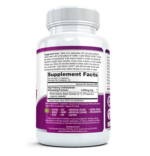 2 Bottles of CARB BLOCK ULTRA Best Starch & Fat Blocker Weight Loss ...