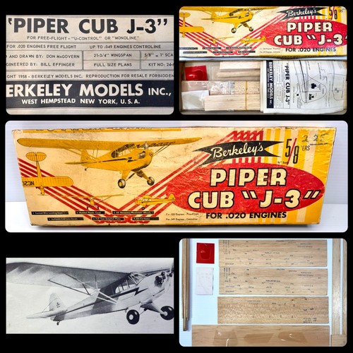 Vintage Berkeley Piper Cub J-3 Balsa Model Airplane Kit 21.75" Wing ...
