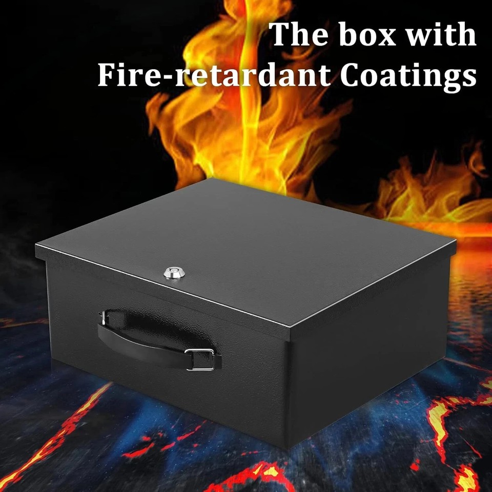 Portable Metal Safe Box with - Fire Resistant Storage for Documents, Ca ...