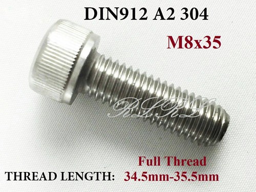 10pcs DIN912 M8x35 A2 304 Stainless Steel Allen Bolt Hex socket head ...