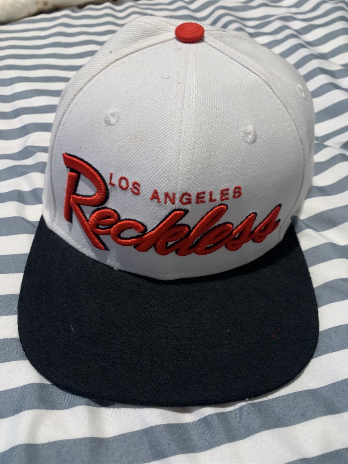 Los Angeles Young Reckless Hat Cap Snap Back Men White/Black Adjustable ...