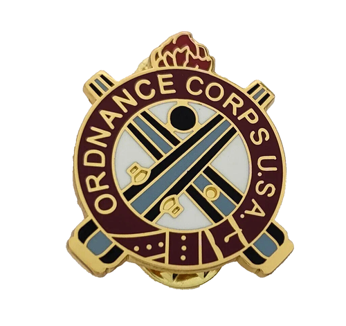.U.S. ARMY INSIGNIA ORDNANCE CORPS REGIMENTAL CREST DUI BADGE PIN METAL ...