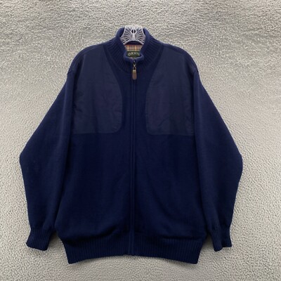 Orvis Jacket Mens Medium M Blue Wool Full Zip Shooting Hunting Bomber ...