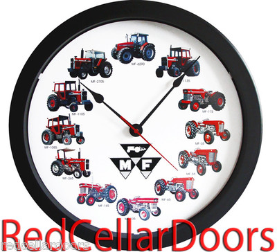 New MASSEY FERGUSON 14" Tractor Clock 12 Tractors MASSIVE Wheel Dial ...