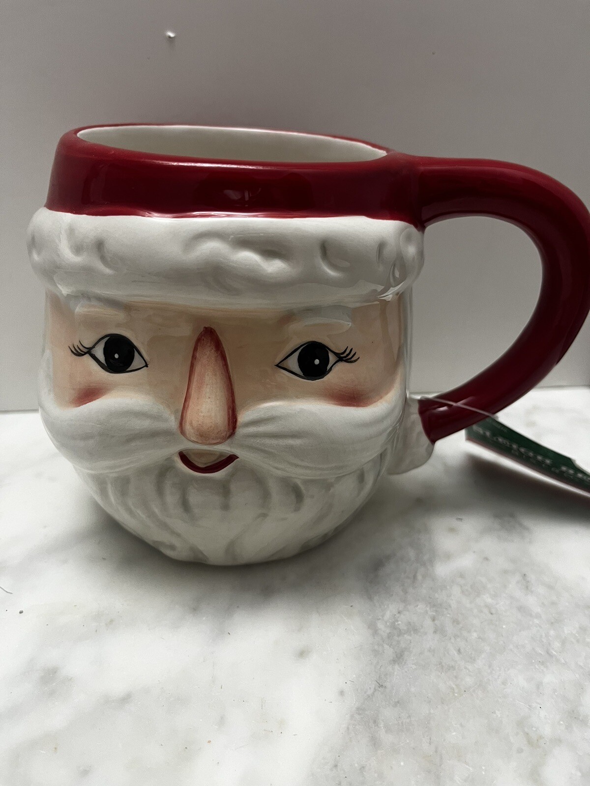 Santa Claus Ceramic Christmas Cup mug. Sleigh Bell Bistro 26 oz. NEW w ...