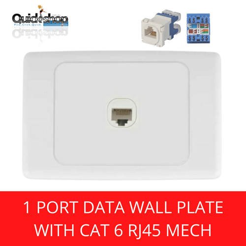 Single Gang 1 Port Wall Plate outlet Clipsal Style RJ45 Cat 6 Data ...
