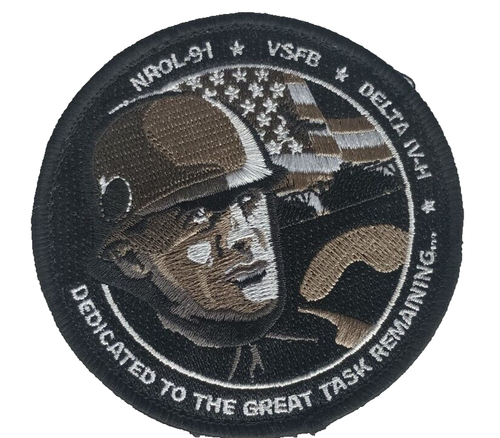 NROL-91 VSFB Delta IV-H Black and Gray Tones Black Rim Round Slap Patch ...