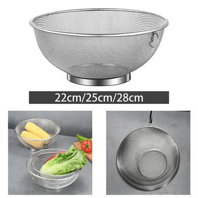 Stainless Steel Fine Mesh Strainer Bowl Drainer Metal Wire Fruit Basket ...