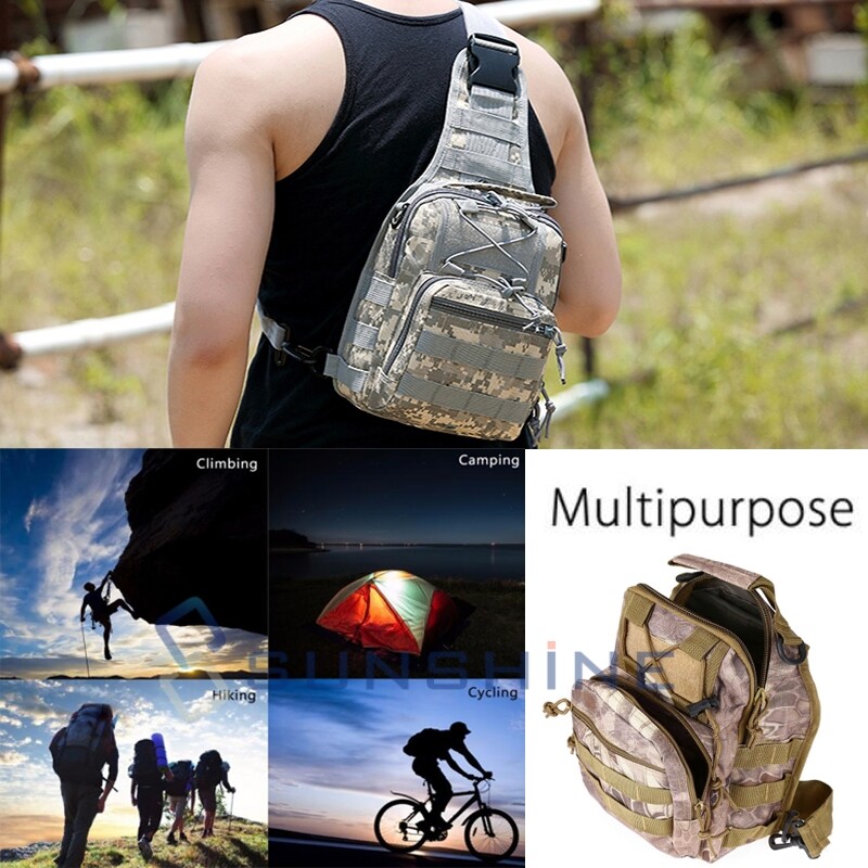Men Backpack Molle Tactical Sling Chest Pack Shoulder Bag Outdoor ...