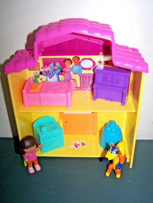 2013 MATTEL DORA PLAY HOUSE VIACOM YELLOW PINK PLAY SET WITH FIGURES ...