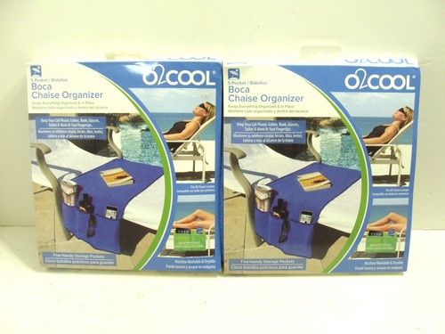 *NEW* Lot (2) O2COOL 5 Pocket Boca Chaise Lounge Pool Chair Organizer ...