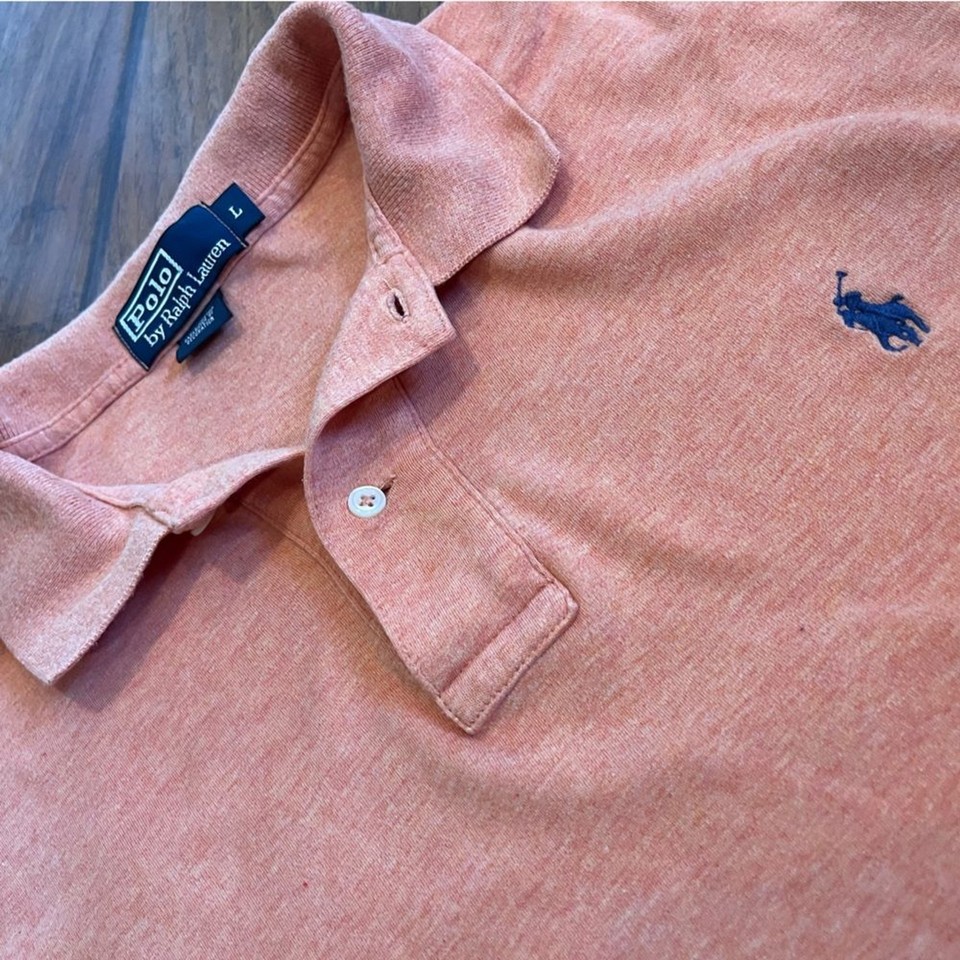 Polo Ralph Lauren polo shirt men’s Large orange peach preppy cotton ...