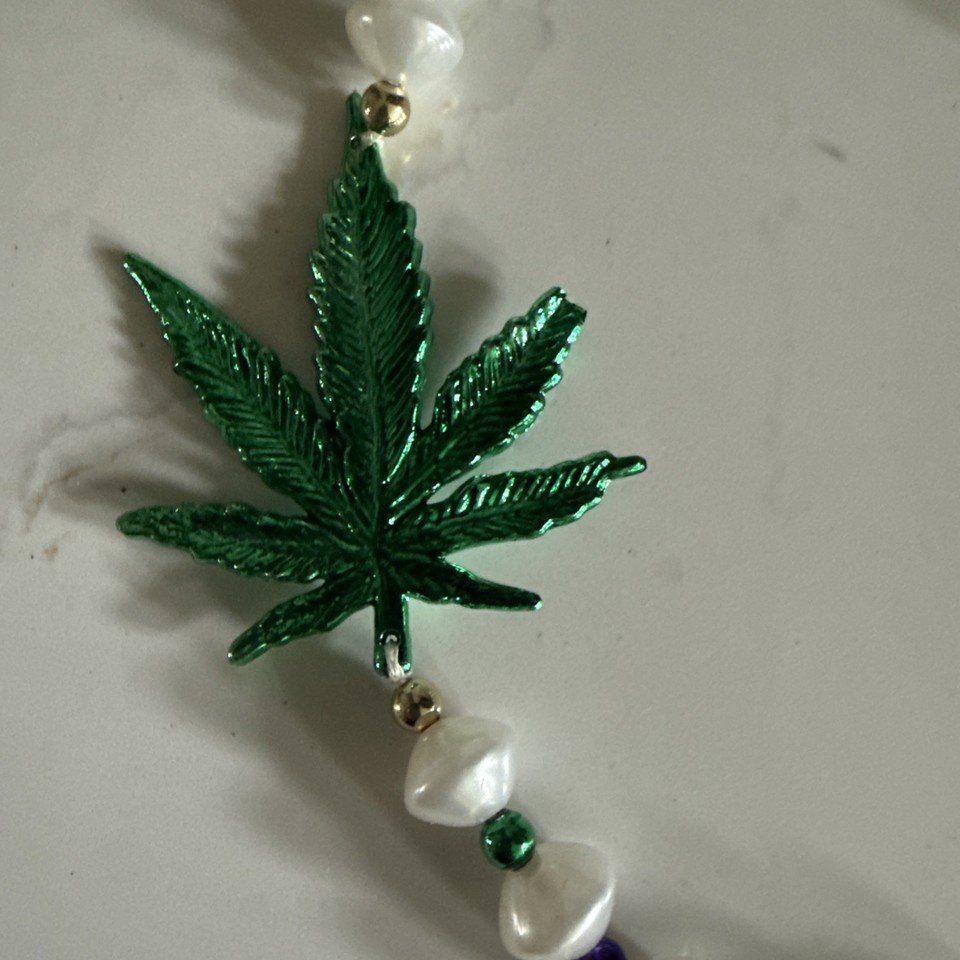 Mardi Gras Beads Weed Leaf Necklace Reefer Cannabis 48” | eBay