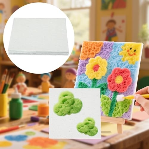 20pcs Foam Texture Drawing Paper, Square White Cellulose Cards with 3 ...