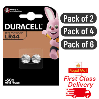 Duracell LR44 Batteries AG13 357 A76 RW82 L1154 SR44 Coin Cell Button ...