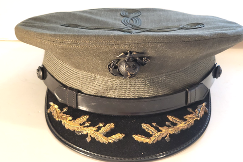 WW2 USMC MARINE CORPS OFFICER COLONEL GREEN CAP with MEYER EGA ...