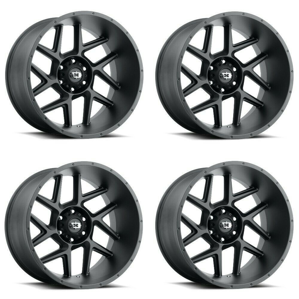 Set 4 20" Vision Off-Road 360 Sliver Satin Black Wheels 20x12 6x5.5 ...