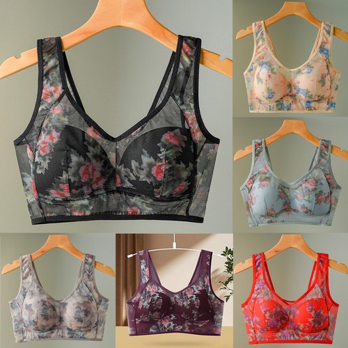 Women Lace Bra Underwear Push Up Bras Top Vest Underwired Mesh Thin ...