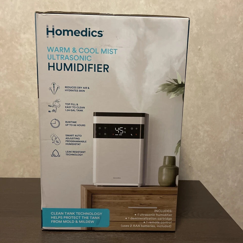 Homedics Premium Warm & Cool Mist Ultrasonic Humidifier Topfill, 58 ...