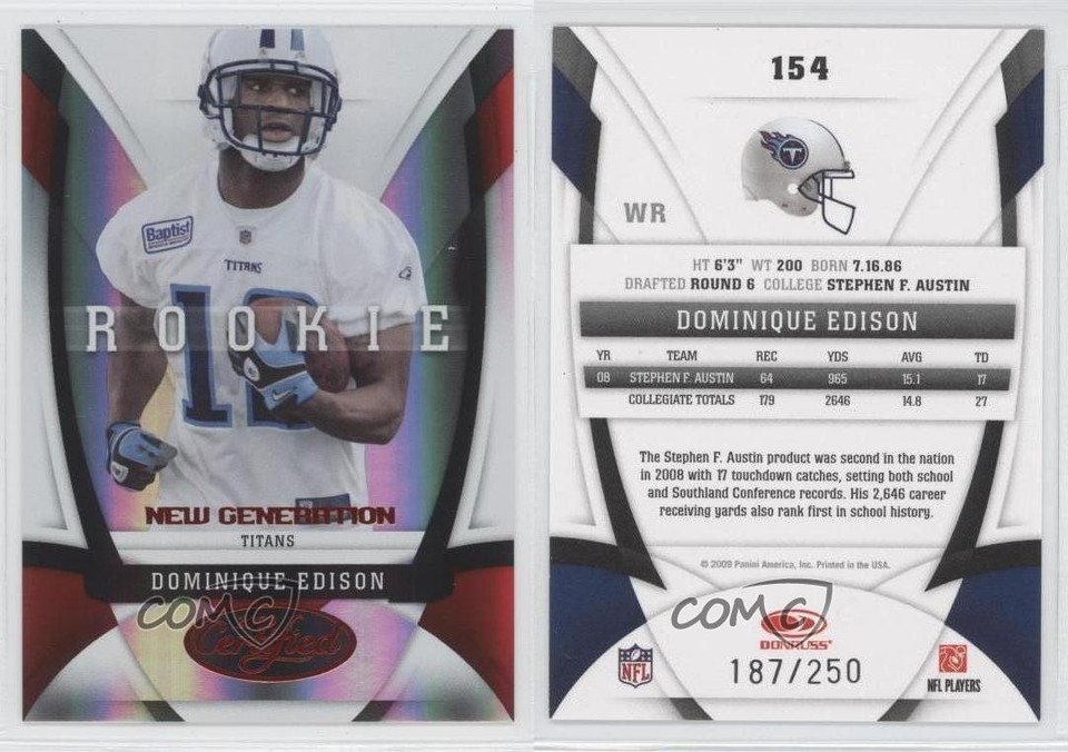 2009 Certified New Generation Mirror Red 187/250 Dominique Edison ...