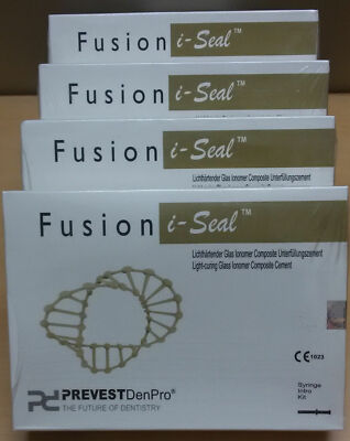 4 X FUSION I-SEAL FLOWABLE GLASS IONOMER COMPOSITE LIGHT CURE CEMENT ...