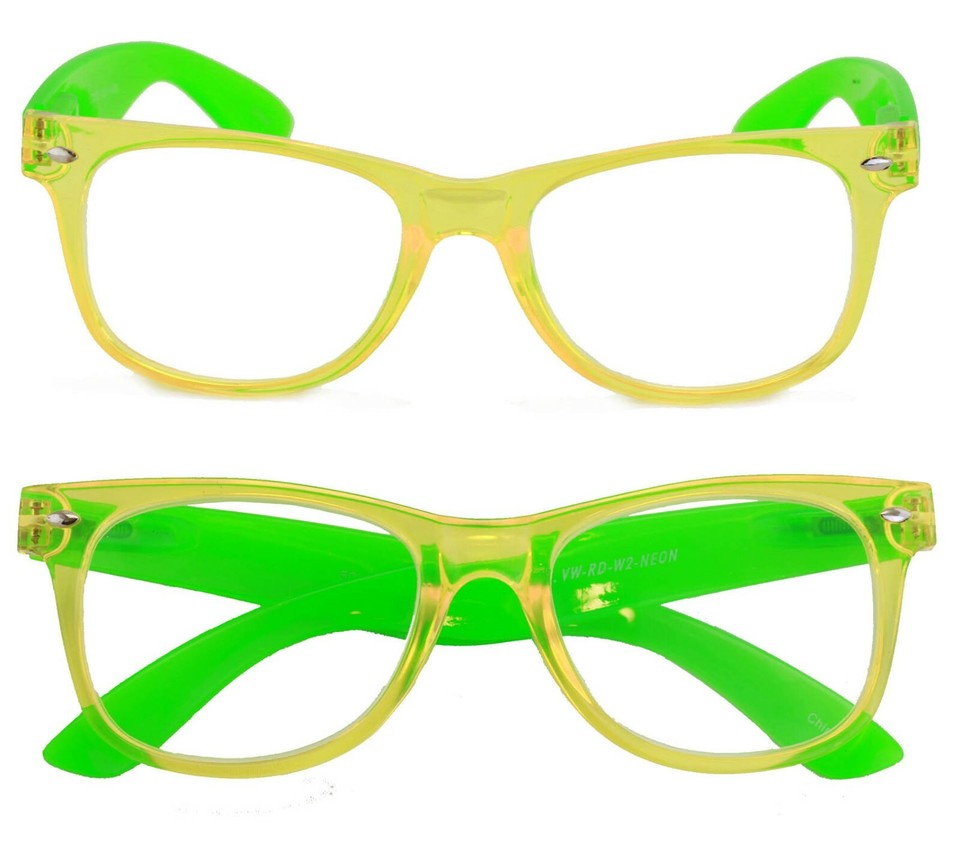 2 Pairs Transparent Neon Classic clear frame reading glasses unisex ...