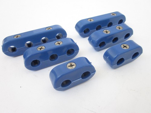 Blue Hi Temp Ignition Lead Brackets Seperators Set Spark Plug Wires S ...