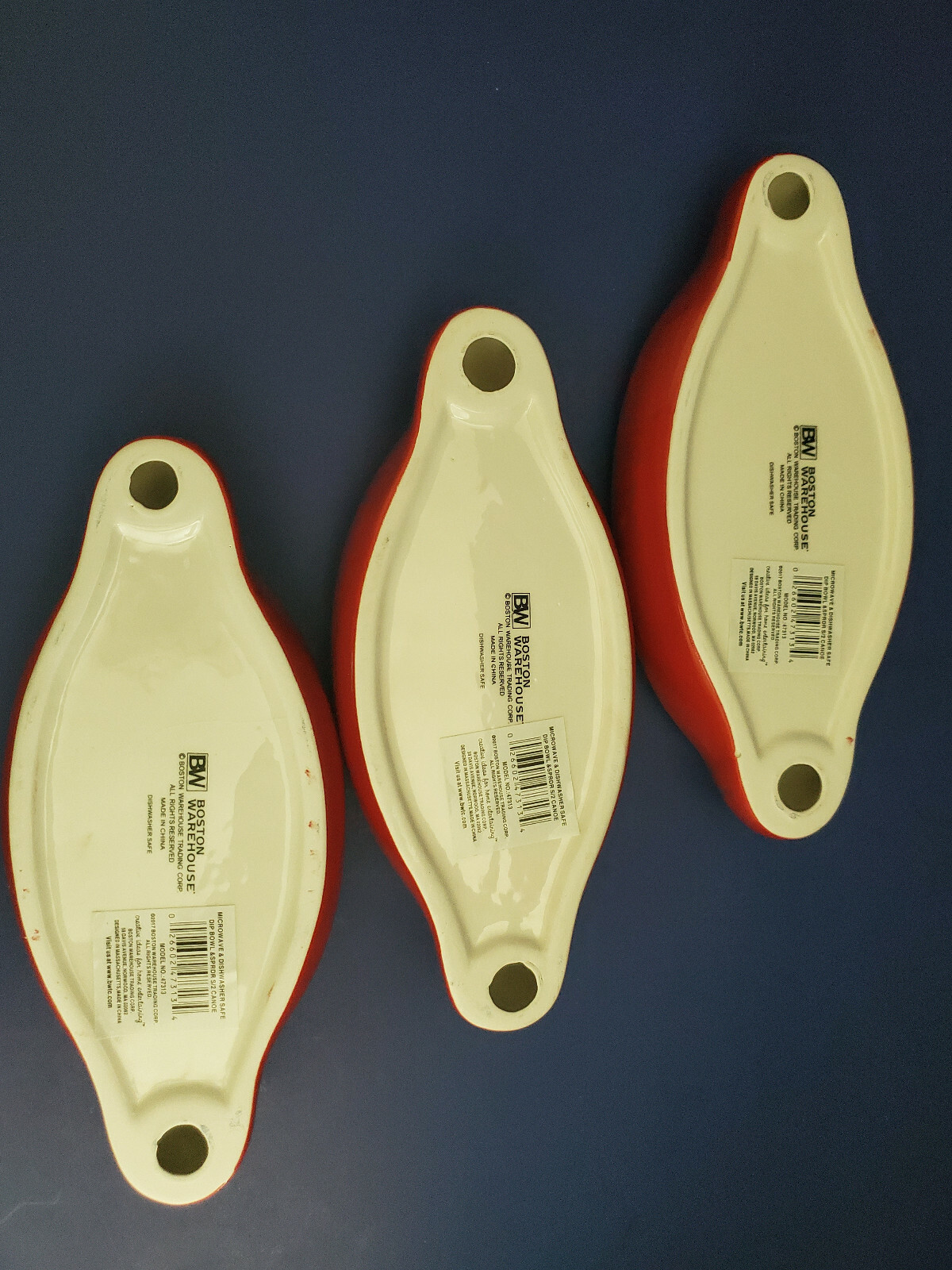 Lot of 3 Boston Warehouse Canoe Dip Bowl And Spreader Set In Box Holds ...
