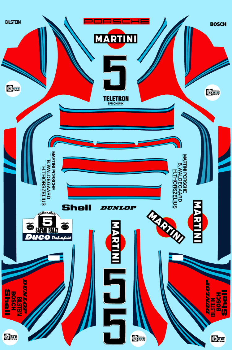 Decalcomanie Decals Martini Porsche 911 SC Rally Dakar Waldegaard ...