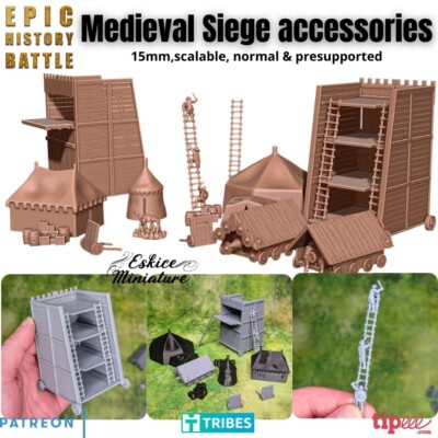 Medieval Siege Towers and Battering Rams with Tents Historical ...