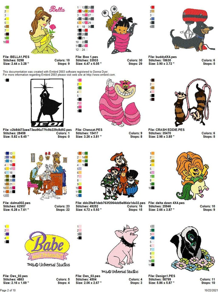 5000+ ANIMATED MOVIE CHARACTER BUNDLE Embroidery Machine Designs PES ...