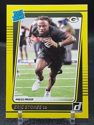ERIC STOKES 2021 DONRUSS YELLOW PREE PROOF ROOKIE PACKERS GEORGIA ...