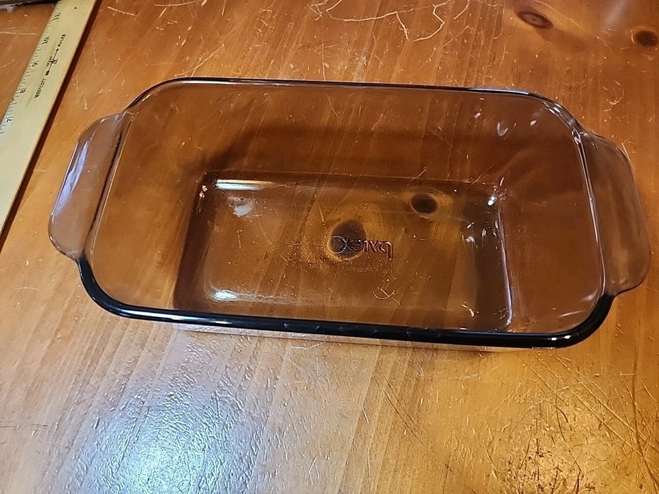 PYREX AMBER BROWN #213-R GLASS LOAF PAN 1.5-Qt 8.5" x 4.5" x 2.5" DISH ...