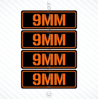 9MM Bullet Ammo Set Vinyl Decal Bumper Sticker Molon Labe 9 MM 2nd ...