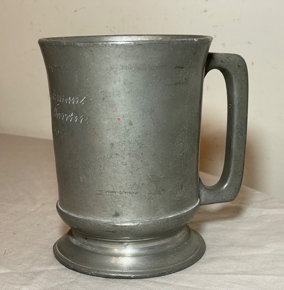 rare antique 18th century handmade pewter beer mug stein early touch ...