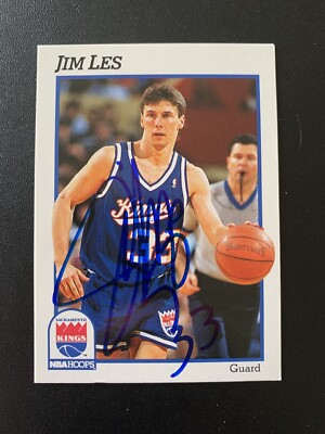 Jim Les Signed 1991-92 NBA Hoops Rookie Card Sacramento Kings Autograph ...