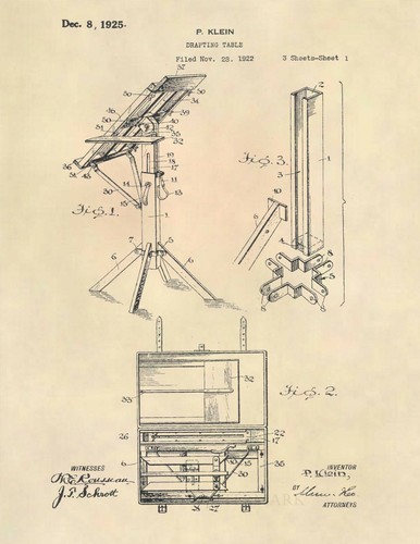 Architect Drafting Table US Patent Art Print - Vintage Antique Engineer ...