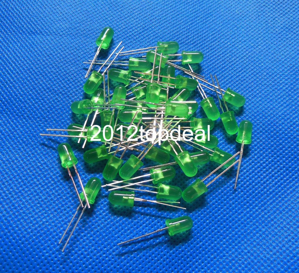 10 100 1000pcs 5mm diode 2pin Round white/red/blue/green/yellow LED ...